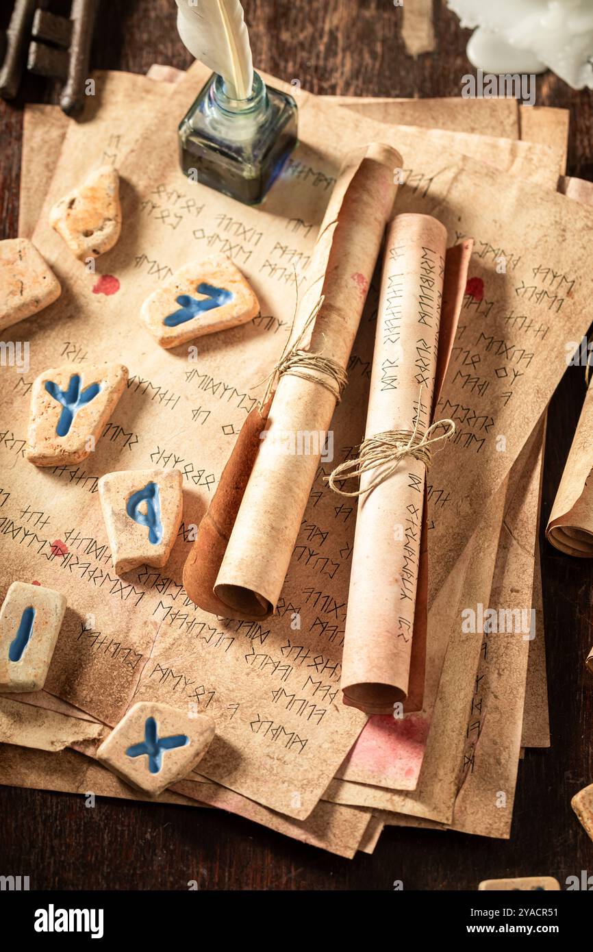 Original runic divination based on old and antique scrolls as mystical ...