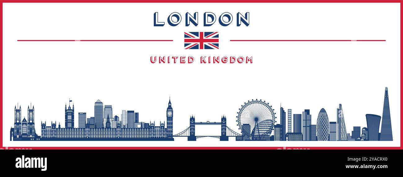 London skyline silhouette poster in the colors of the United Kingdom ...