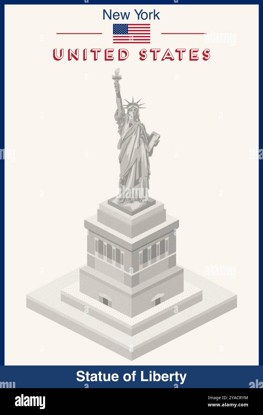 Statue of Liberty isometric illustration made with stipple texture ...