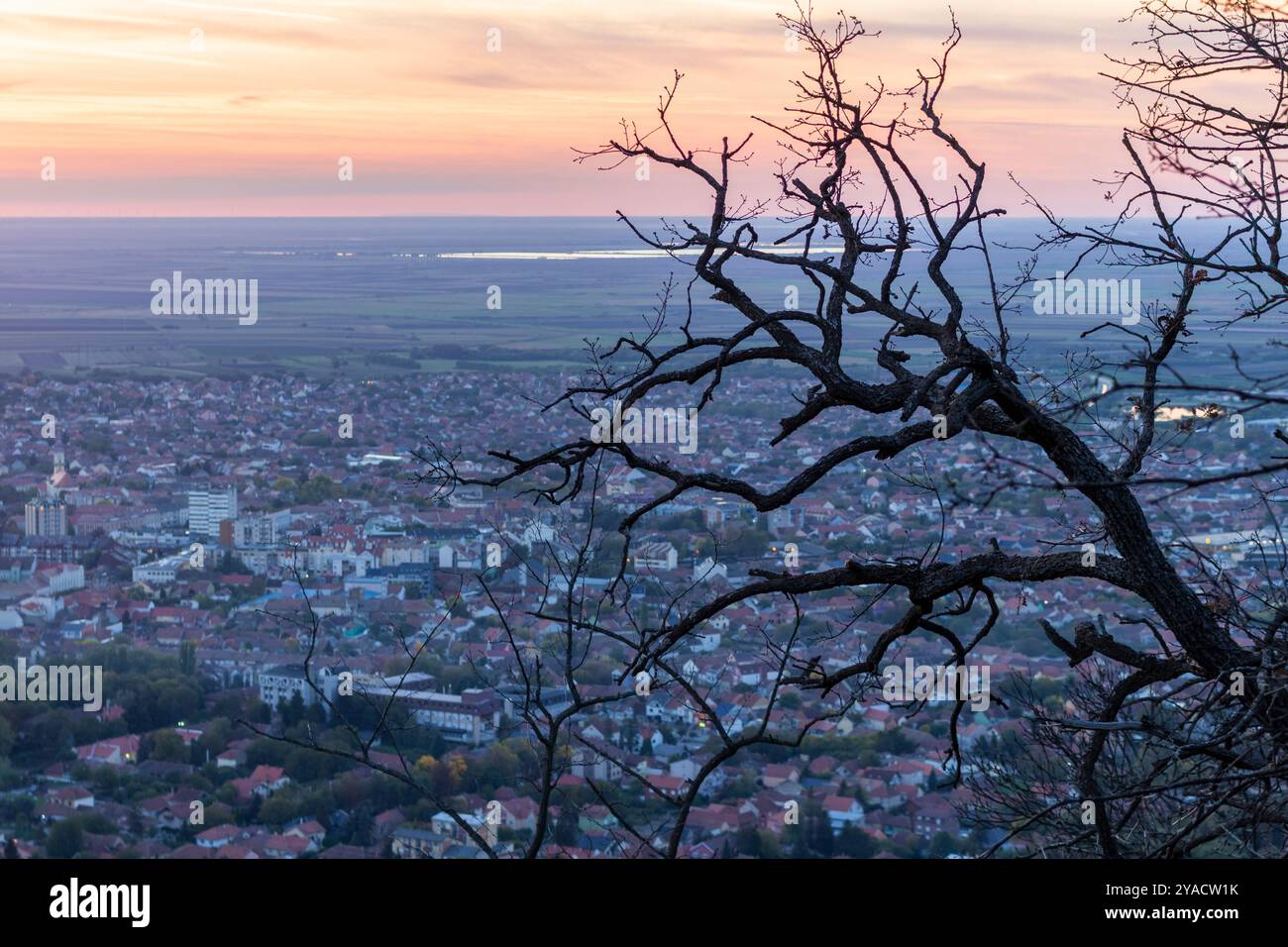Viewpoint on the hill at dusk Stock Photo - Alamy