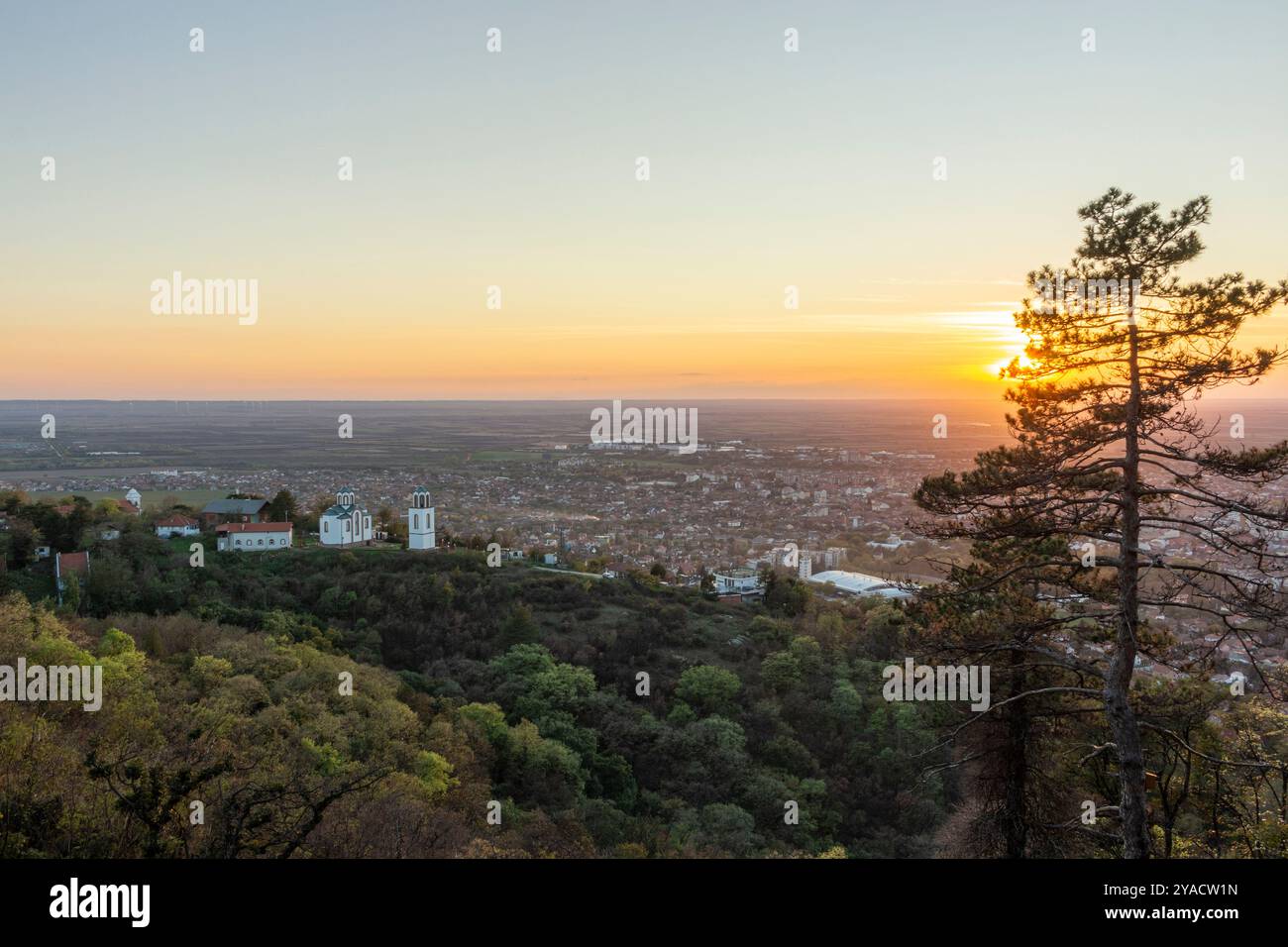 Viewpoint on the hill at dusk Stock Photo - Alamy