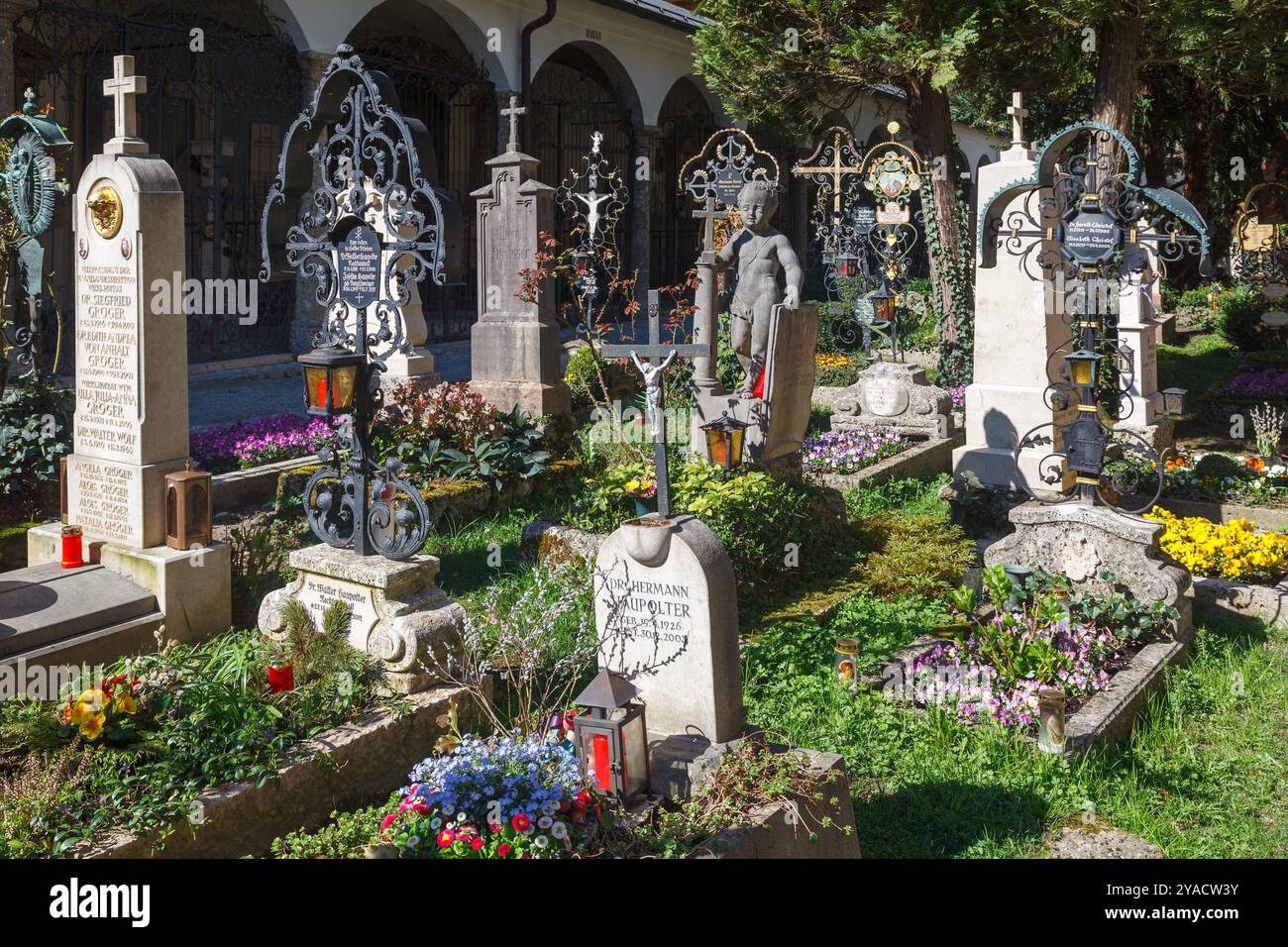 The Petersfriedhof is the oldest cemetery in Salzburg with tombs of ...