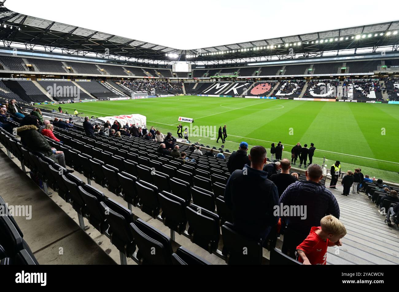 Fans at the MK Dons soccer stadium in Milton Keynes Stock Photo - Alamy