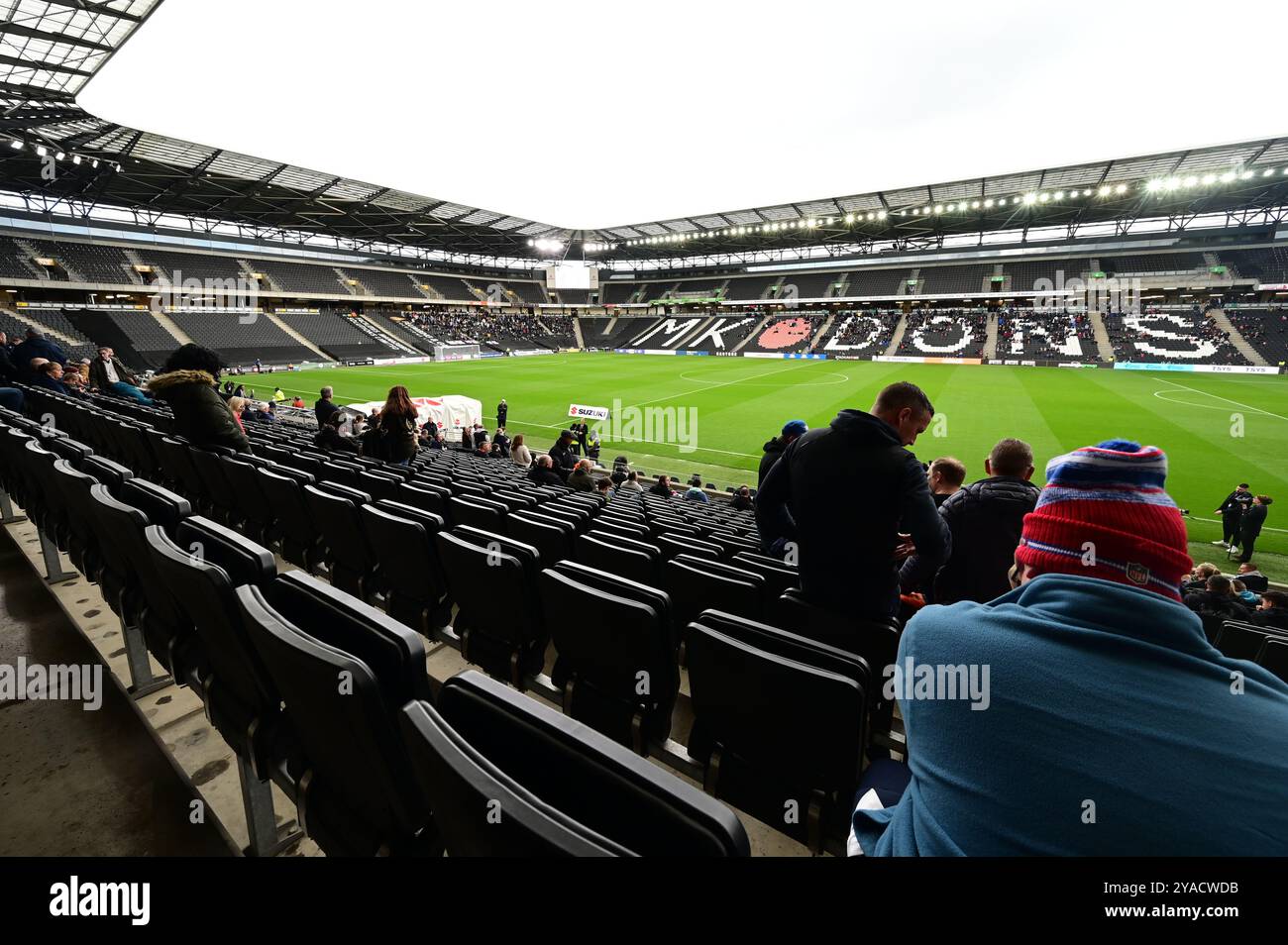 Fans at the MK Dons soccer stadium in Milton Keynes Stock Photo - Alamy