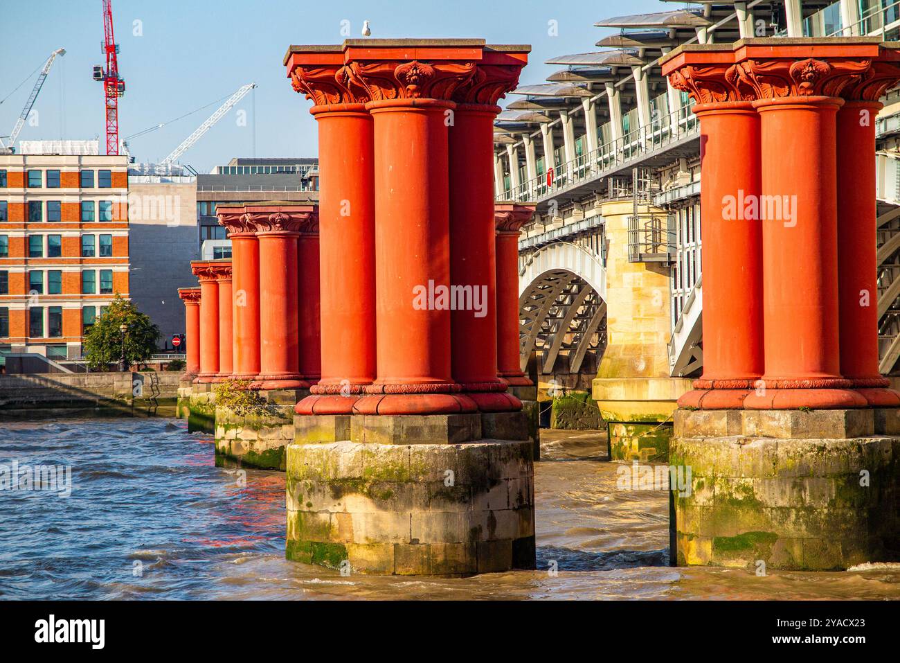 The original railway bridge pillars now no longer required at ...