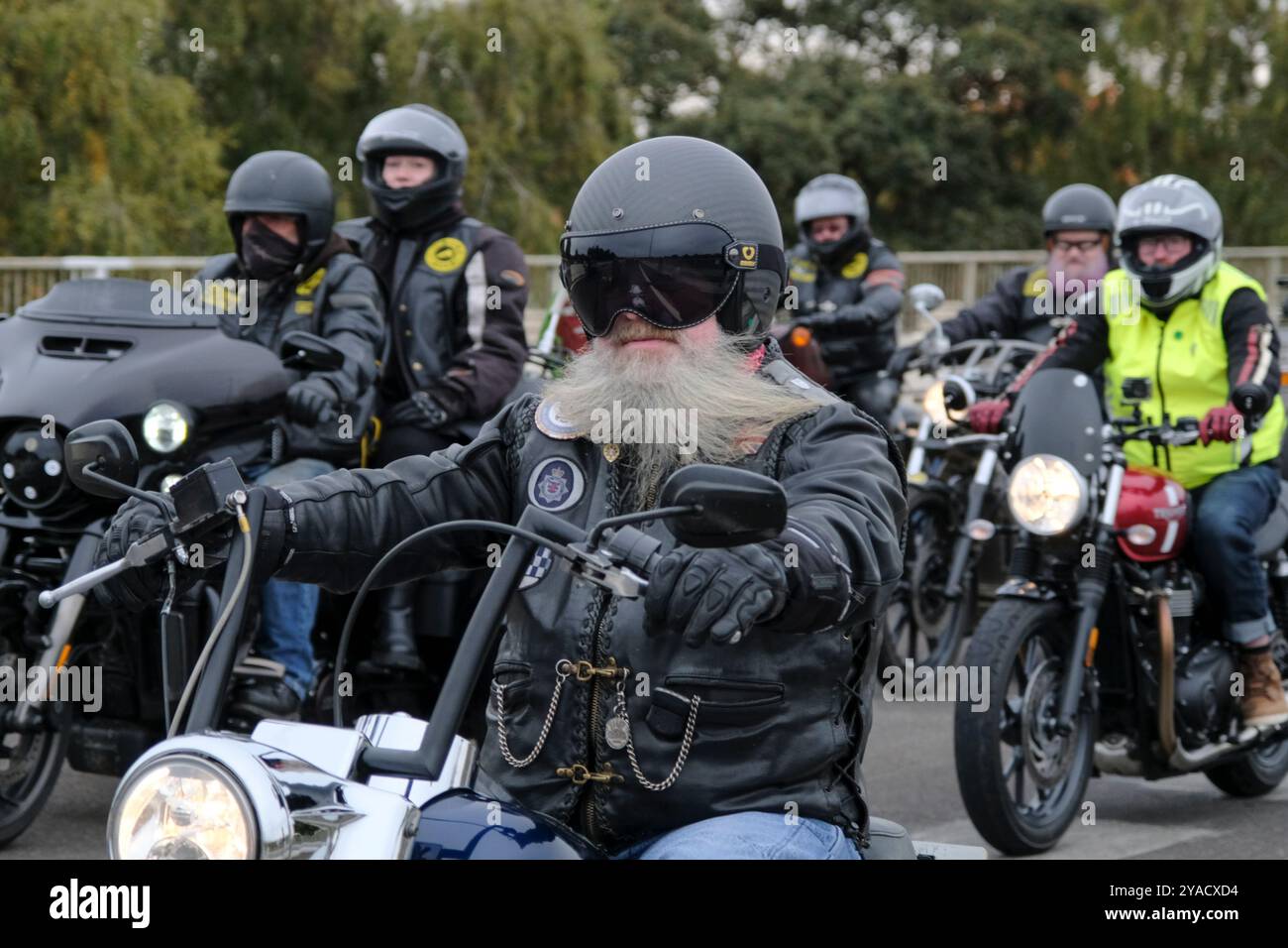 Chepstow, UK. 13th Oct, 2024. Bikers take part in the charity Hoggin ...