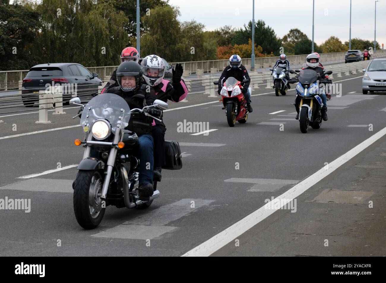 Chepstow, UK. 13th Oct, 2024. Bikers take part in the charity Hoggin ...