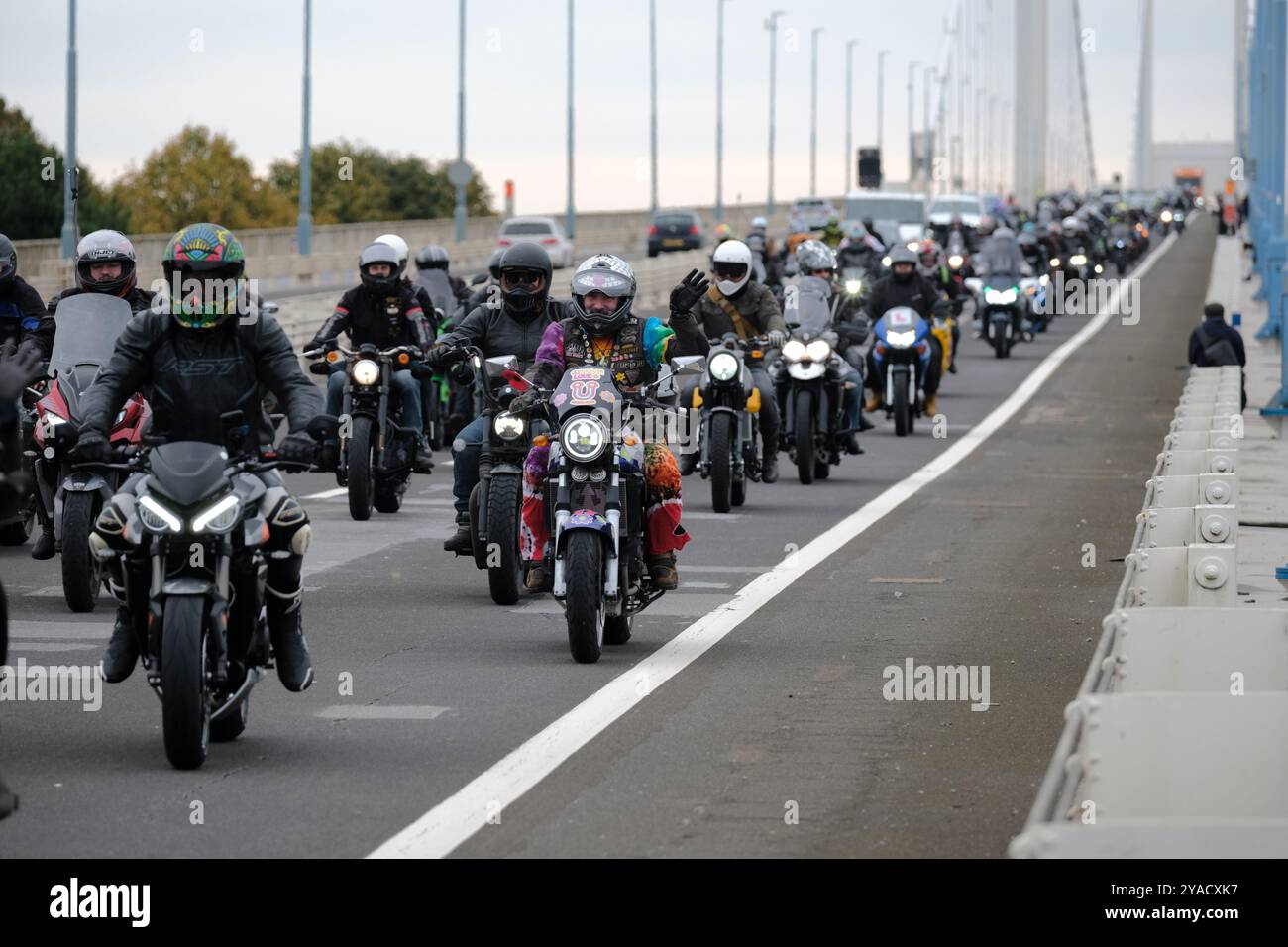 Chepstow, UK. 13th Oct, 2024. Bikers take part in the charity Hoggin ...