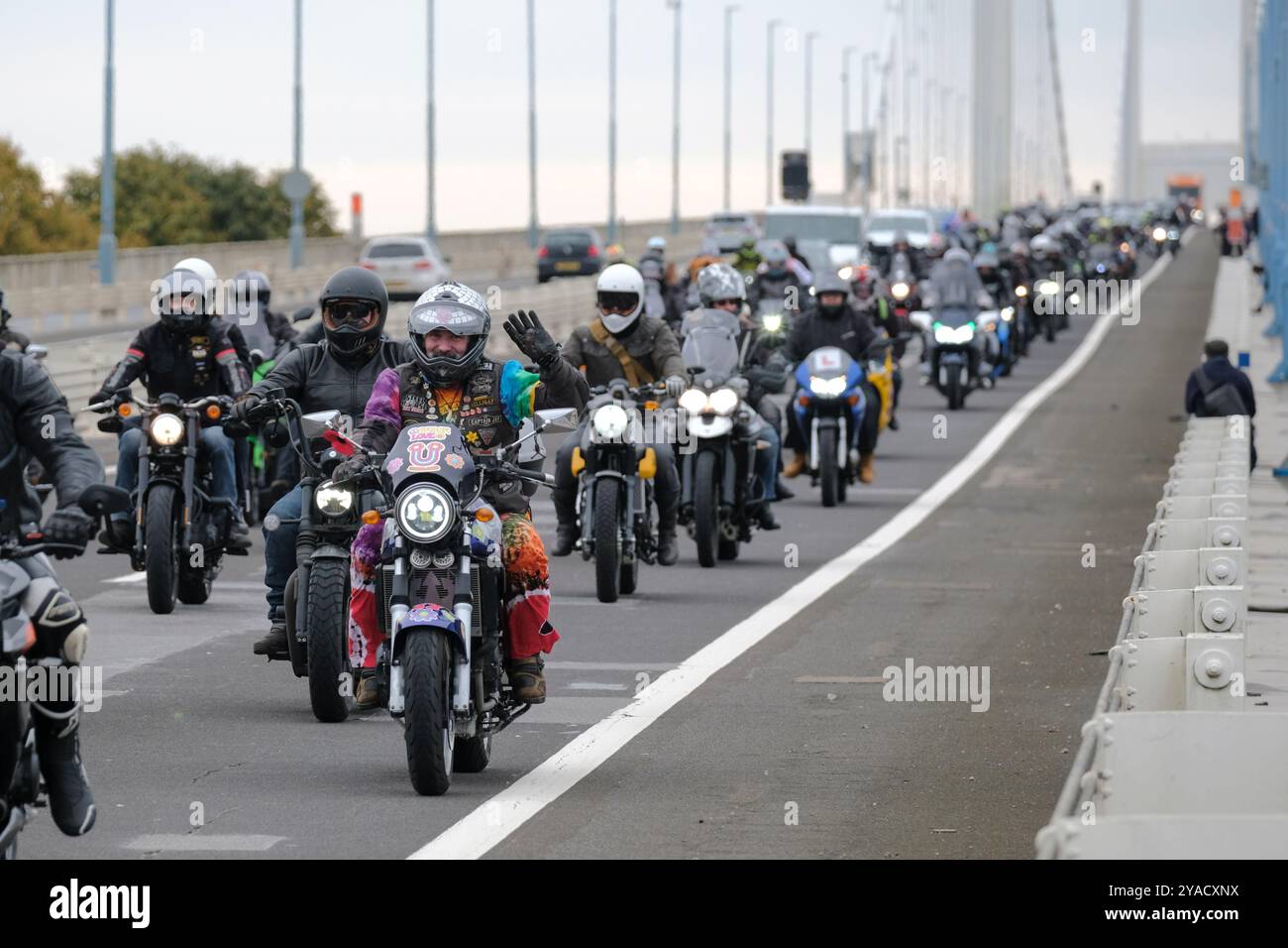 Chepstow, UK. 13th Oct, 2024. Bikers take part in the charity Hoggin ...