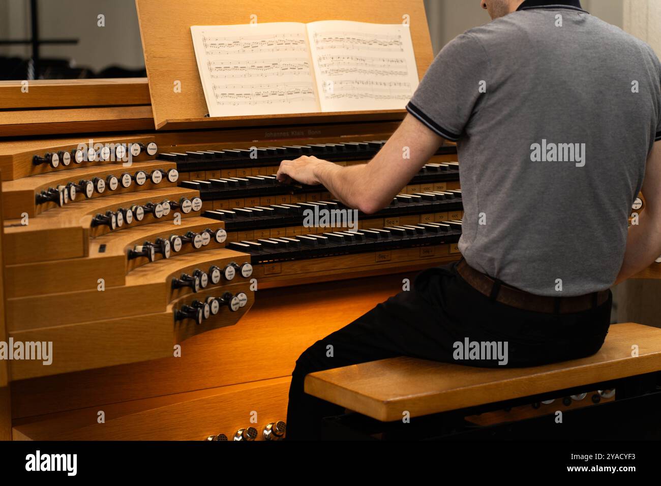 Back view man musician plays hi-res stock photography and images - Alamy