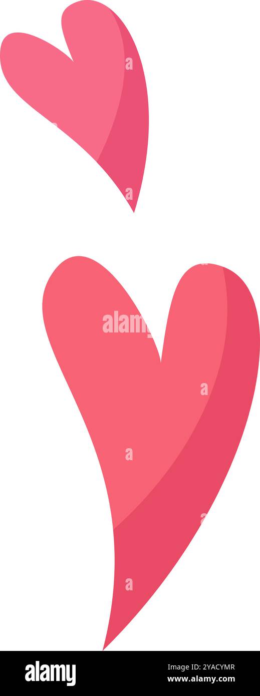 Two vibrant heart shapes of different sizes are floating evoking ...