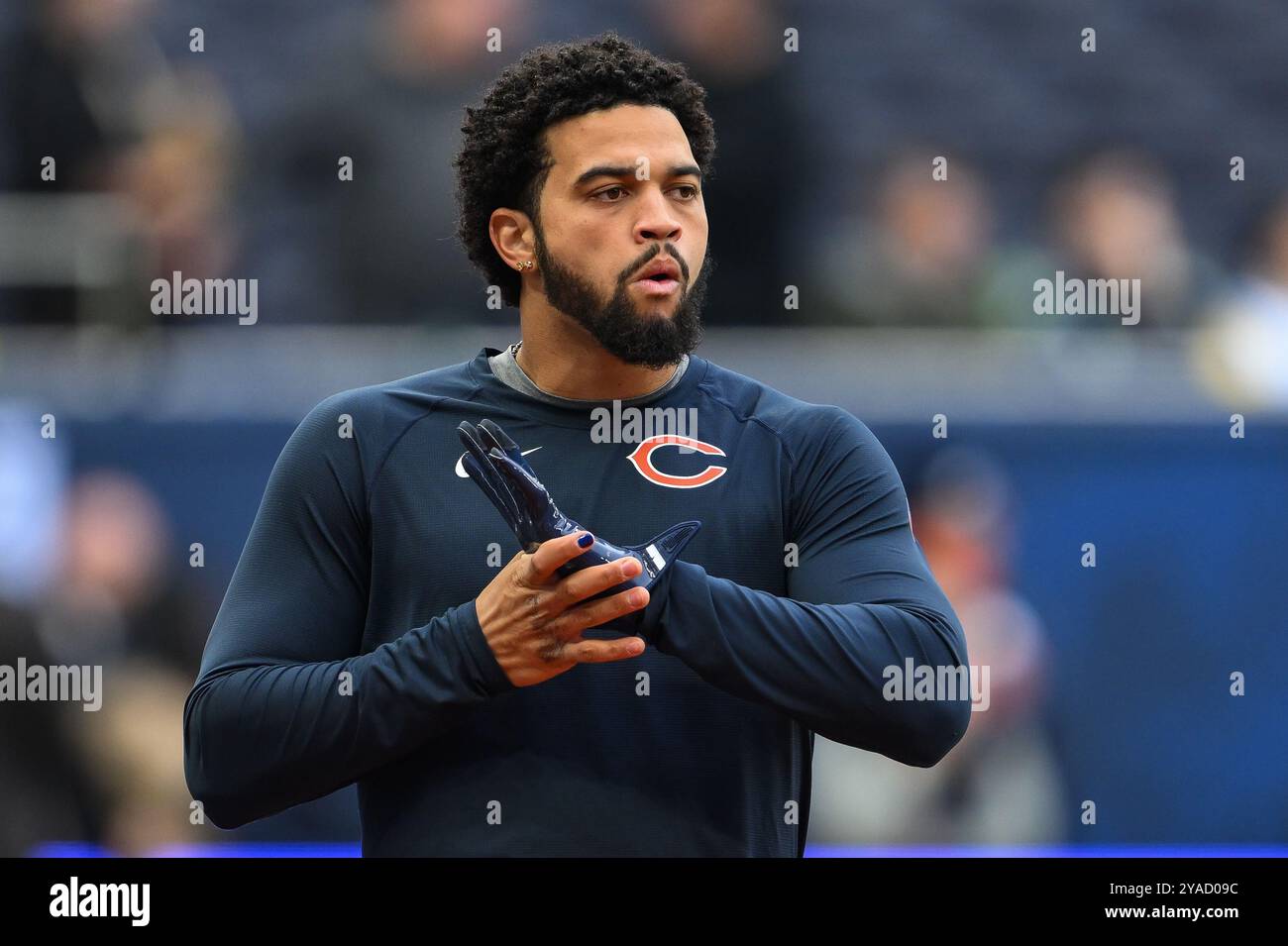 Caleb Williams of the Chicago Bears during pre game warm ups ahead of ...