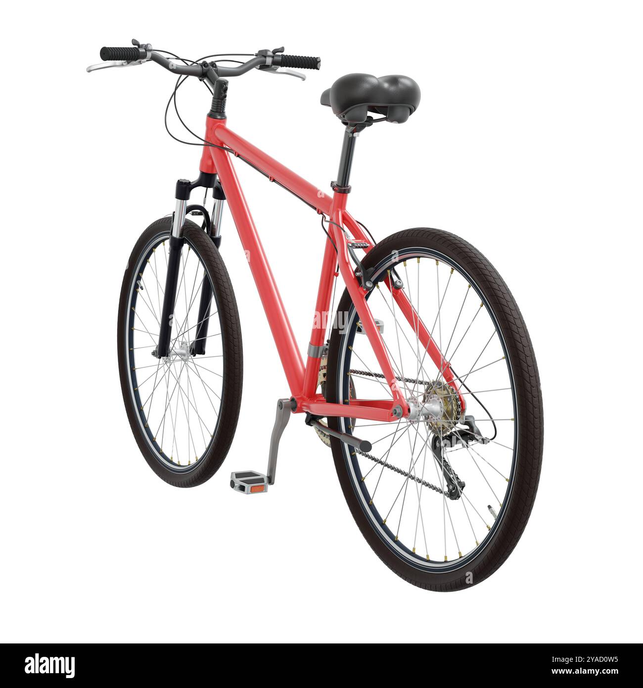 Red bicycle, side back view isolated on white background, 3D ...