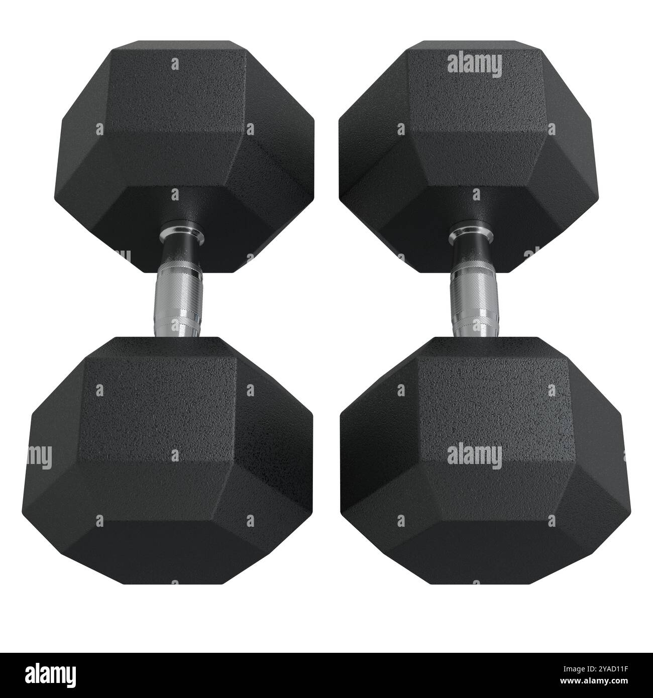 Blank Two Hex Dumbbells, weightlifting gym equipment top view Stock ...