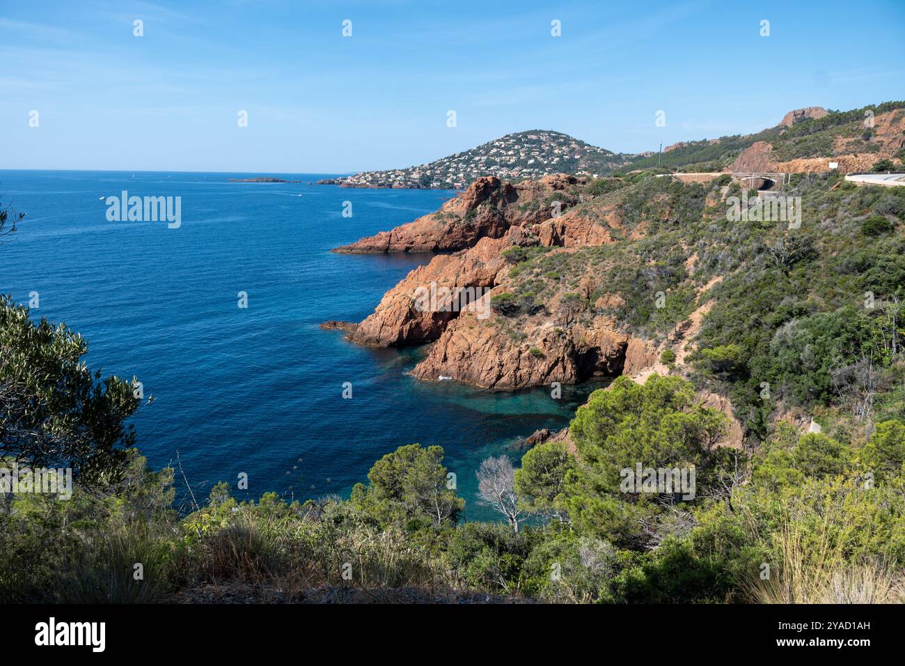 Views along Corniche d’Or or Corniche de l’Esterel beautiful coastal ...