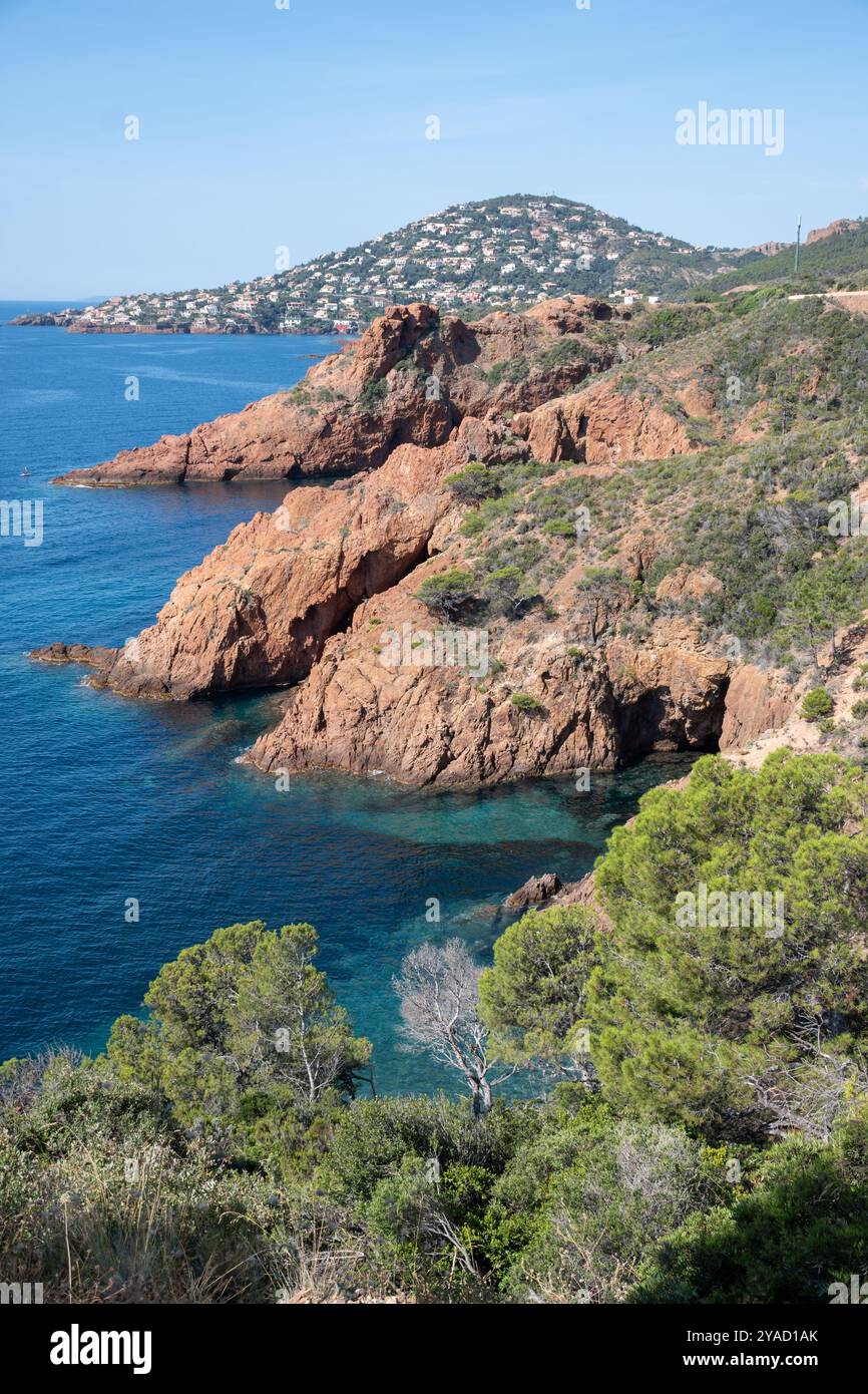 Views along Corniche d’Or or Corniche de l’Esterel beautiful coastal ...
