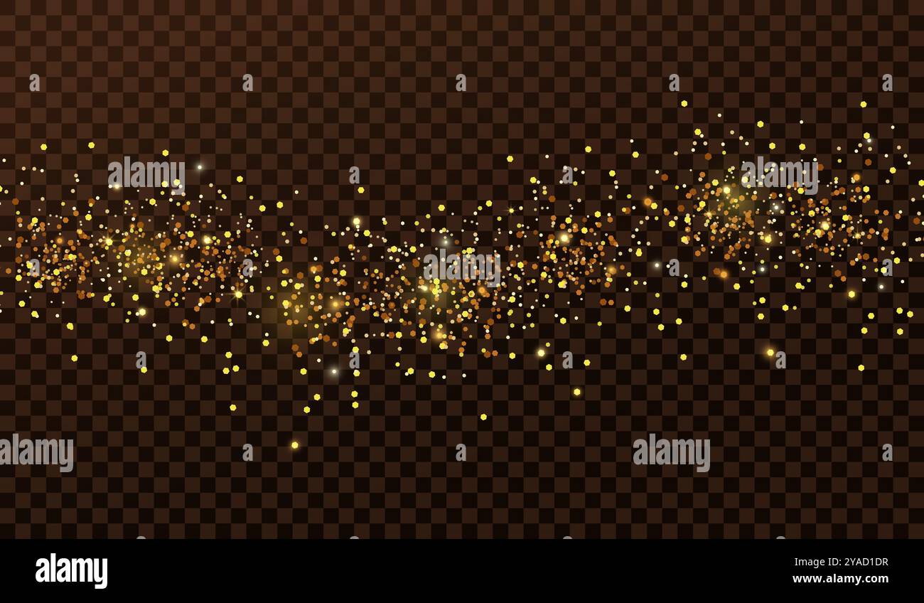 Gold glitter line, particles, stars, magic sparkles Stock Vector Image ...