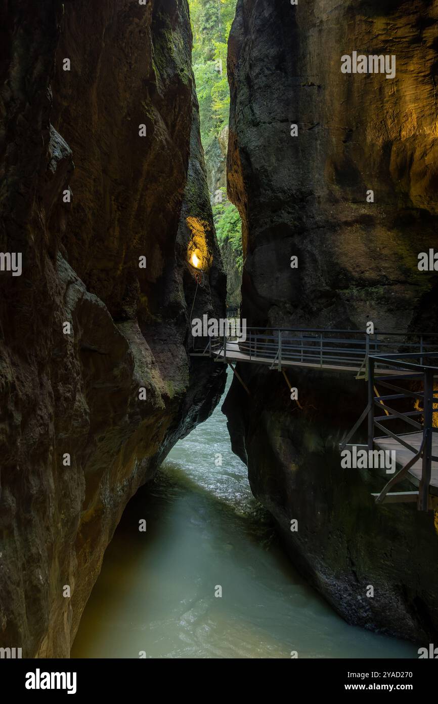 Stunning view inside the Aare Gorge in Hasli valley near Meiringen ...