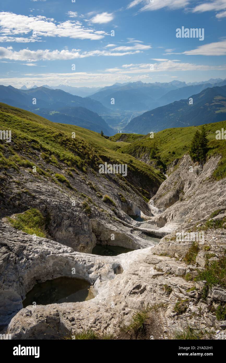 A beautiful walk on alp mora in Switzerland, Natural pools created by ...