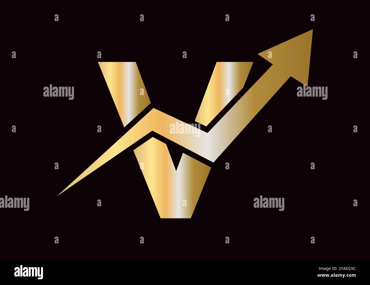 Financial Logo On Letter V With Growth Arrow Symbol Vector Template ...