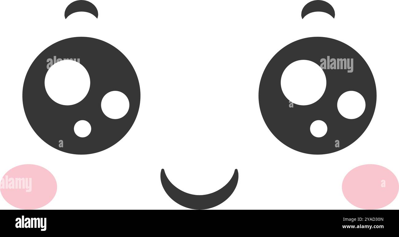A cheerful illustration features a sweet face with big expressive eyes ...