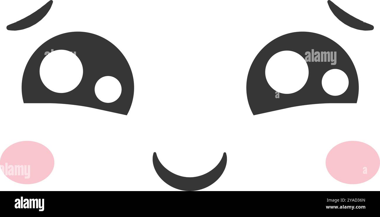 An adorable cartoon face features large expressive eyes with soft ...