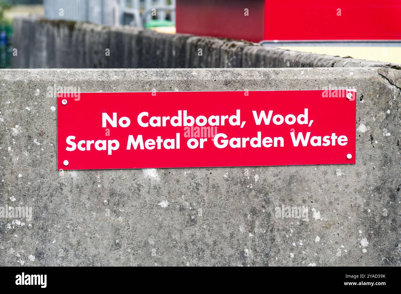 Segregation of waste sign at recycling compound Stock Photo - Alamy