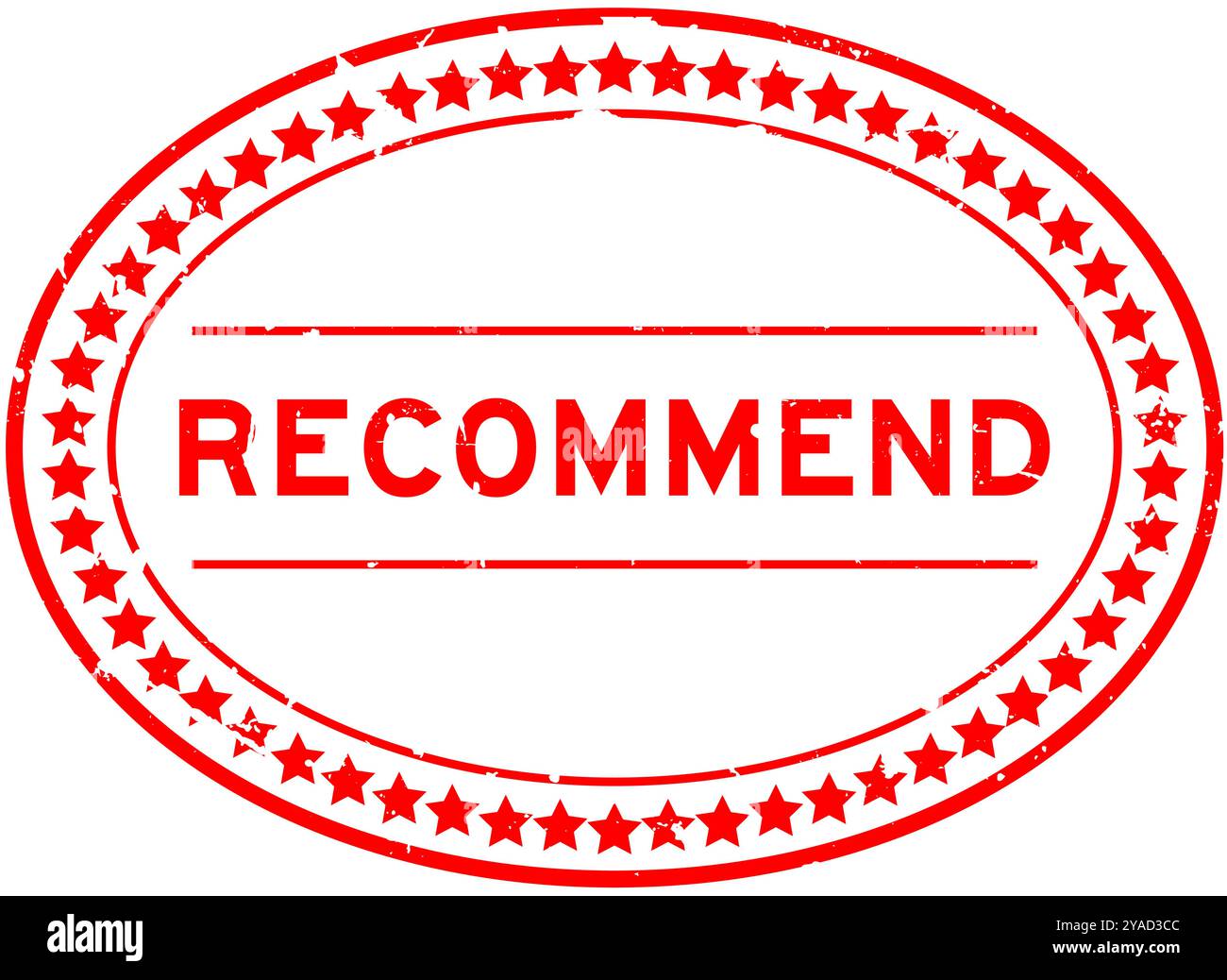 Grunge red recommend word oval seal stamp on white background Stock ...