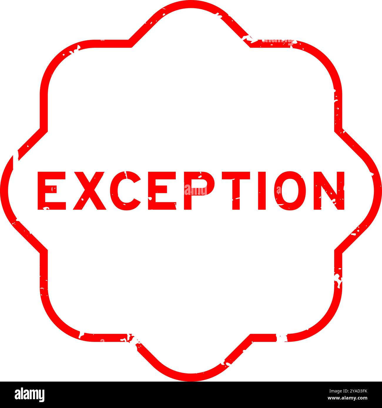 Grunge red exception word rubber seal stamp on white background Stock ...
