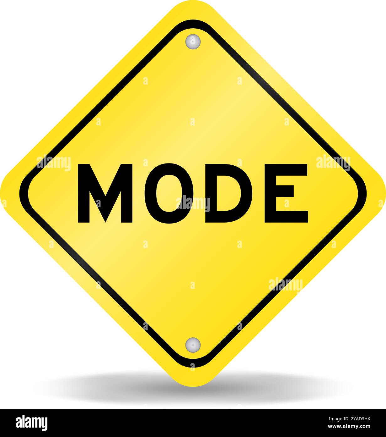 Yellow color transportation sign with word mode on white background ...