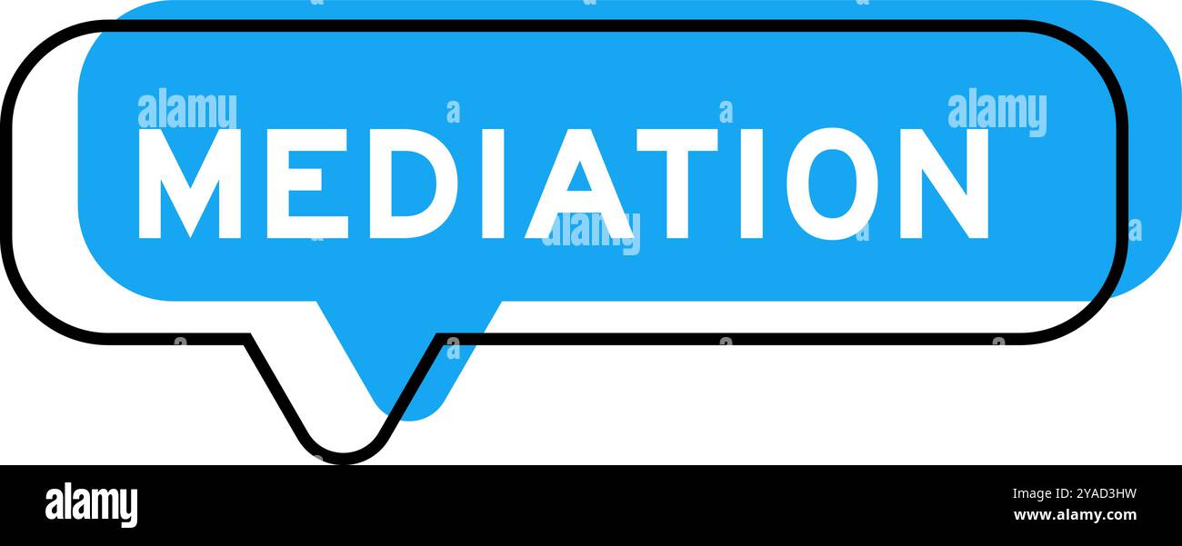 Speech banner and blue shade with word mediation on white background ...