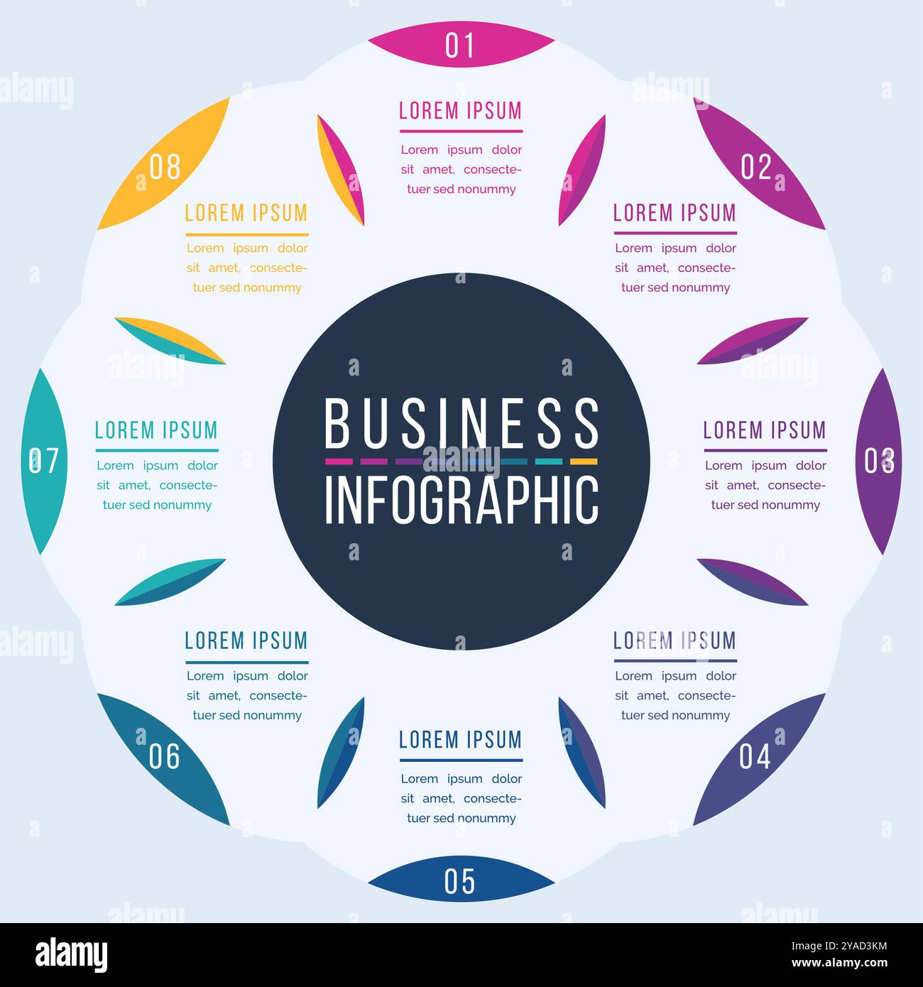 Circle Infographic template 8 steps, objects, elements or options ...