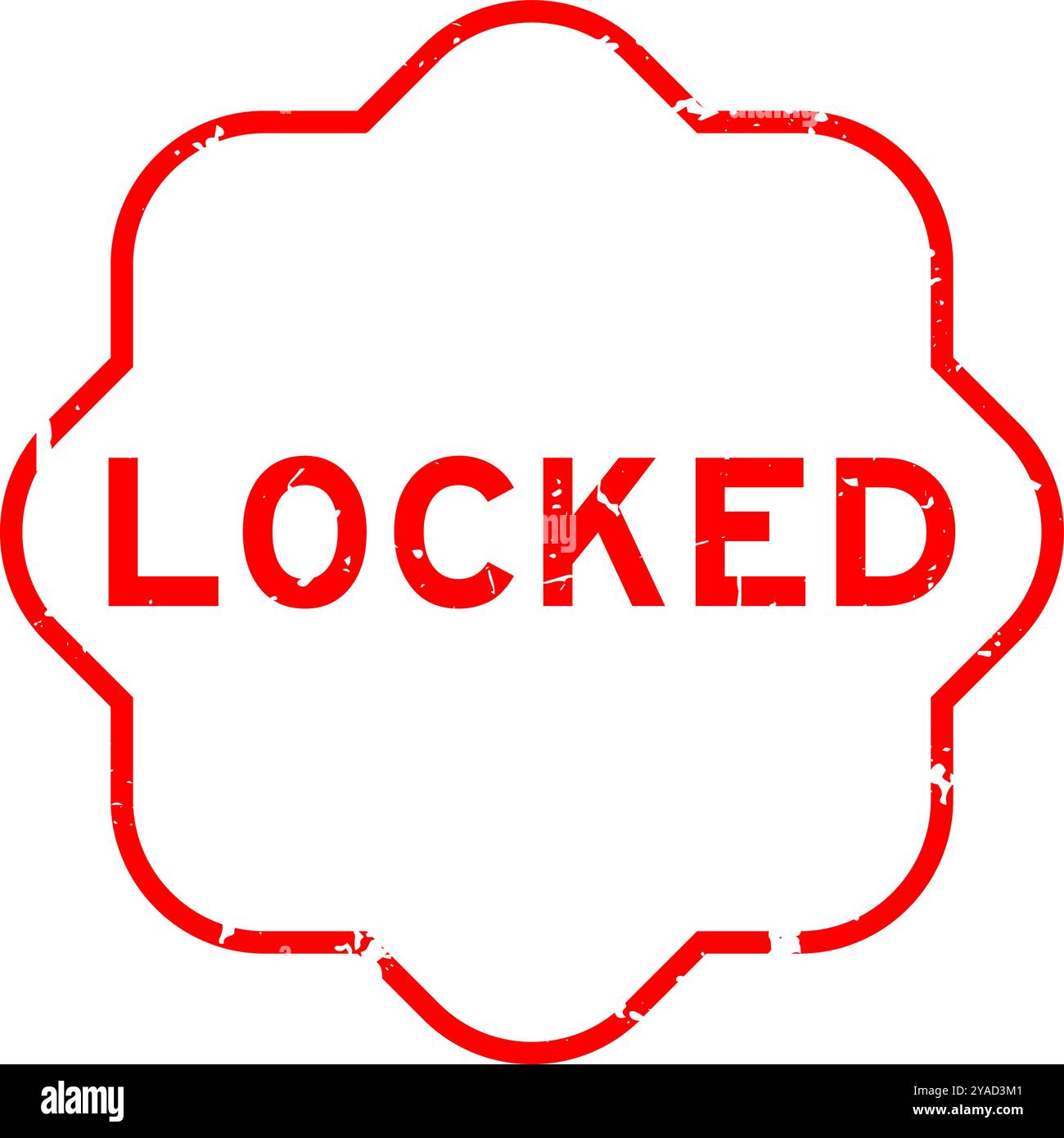 Grunge red locked word rubber seal stamp on white background Stock ...