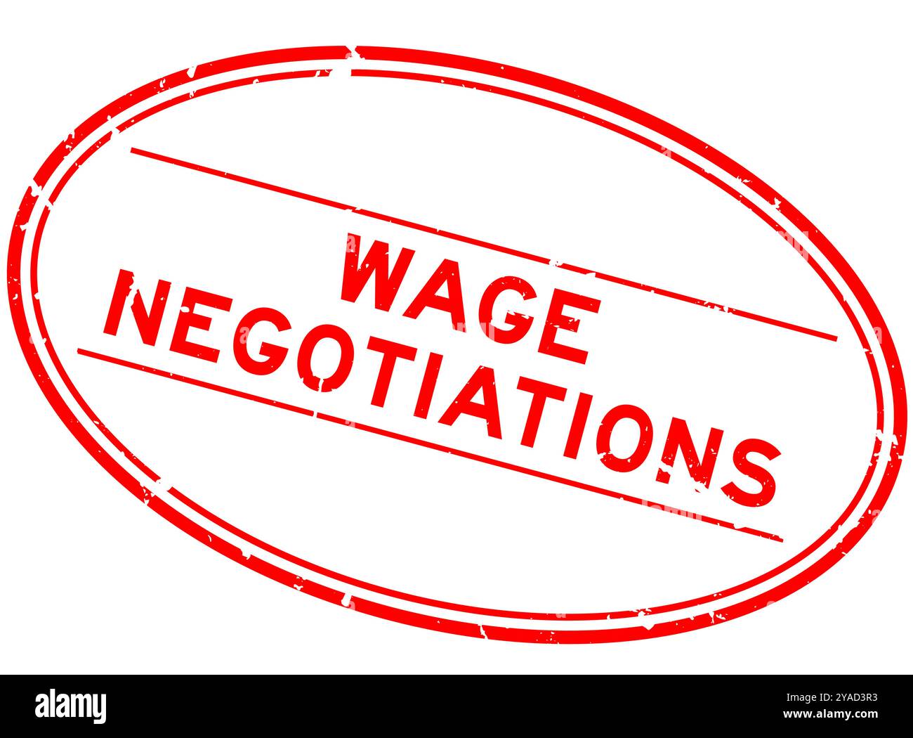 Grunge red wage negotiations word oval rubber seal stamp on white ...