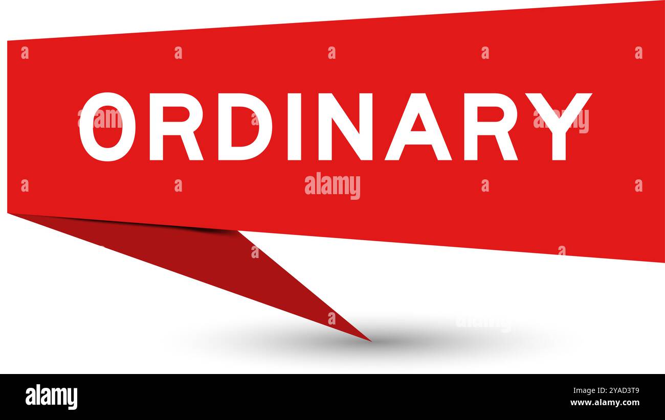 Red color speech banner with word ordinary on white background Stock ...