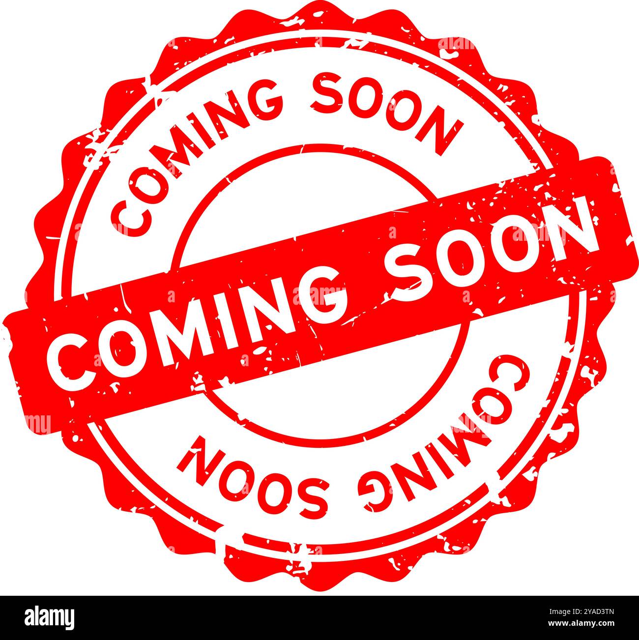 Grunge red coming soon word round seal stamp on white background Stock ...