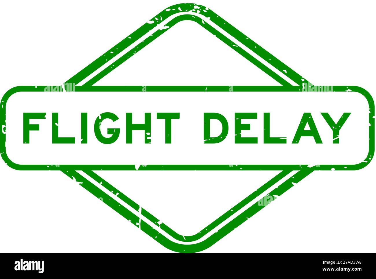 Grunge green flight delay word rubber seal stamp on white background ...