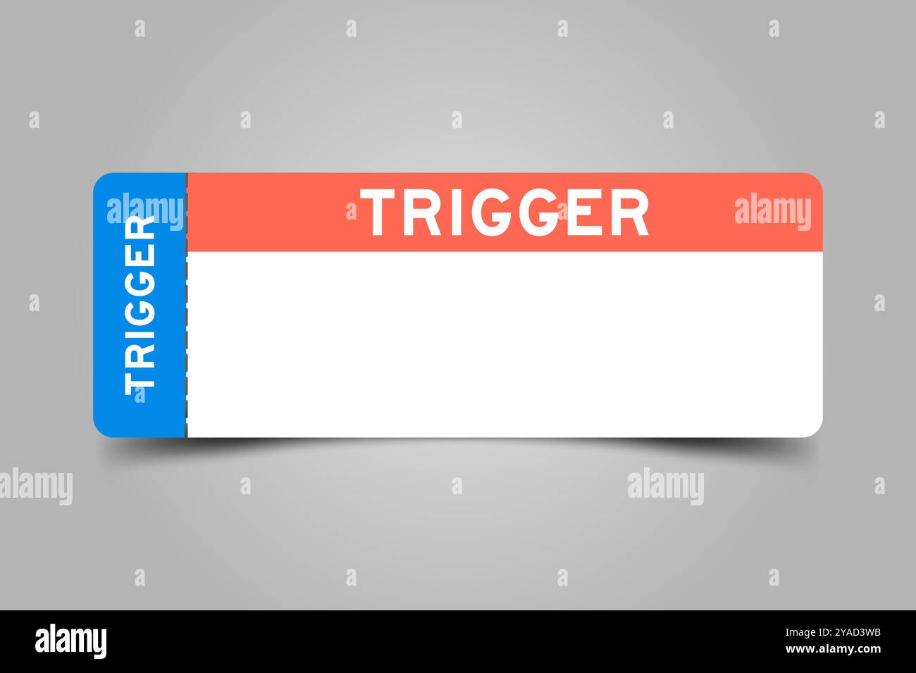 Blue and orange color ticket with word trigger and white copy space ...