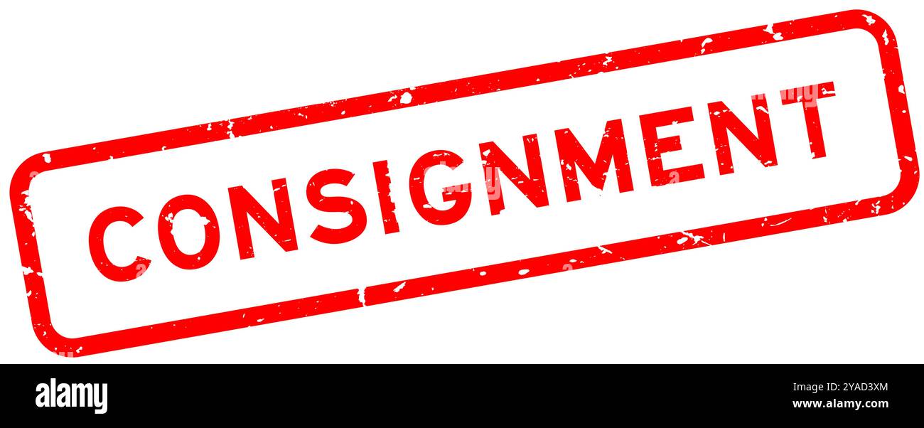 Grunge red consignment word square rubber seal stamp on white ...