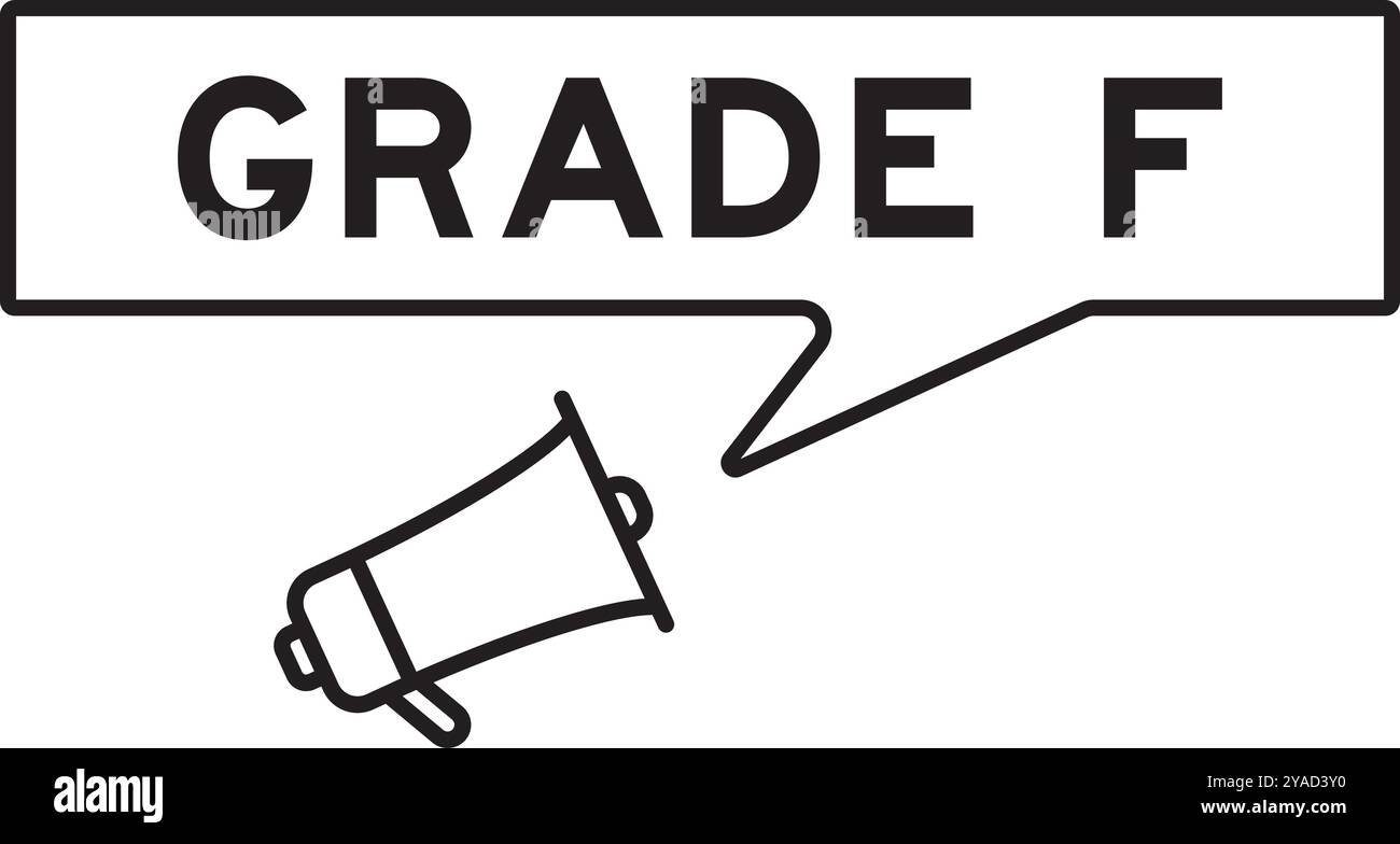 Megaphone icon with speech bubble in word grade F on white background ...