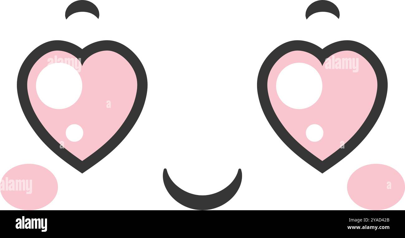 The cheerful illustration features a smiley face with heart shaped eyes ...
