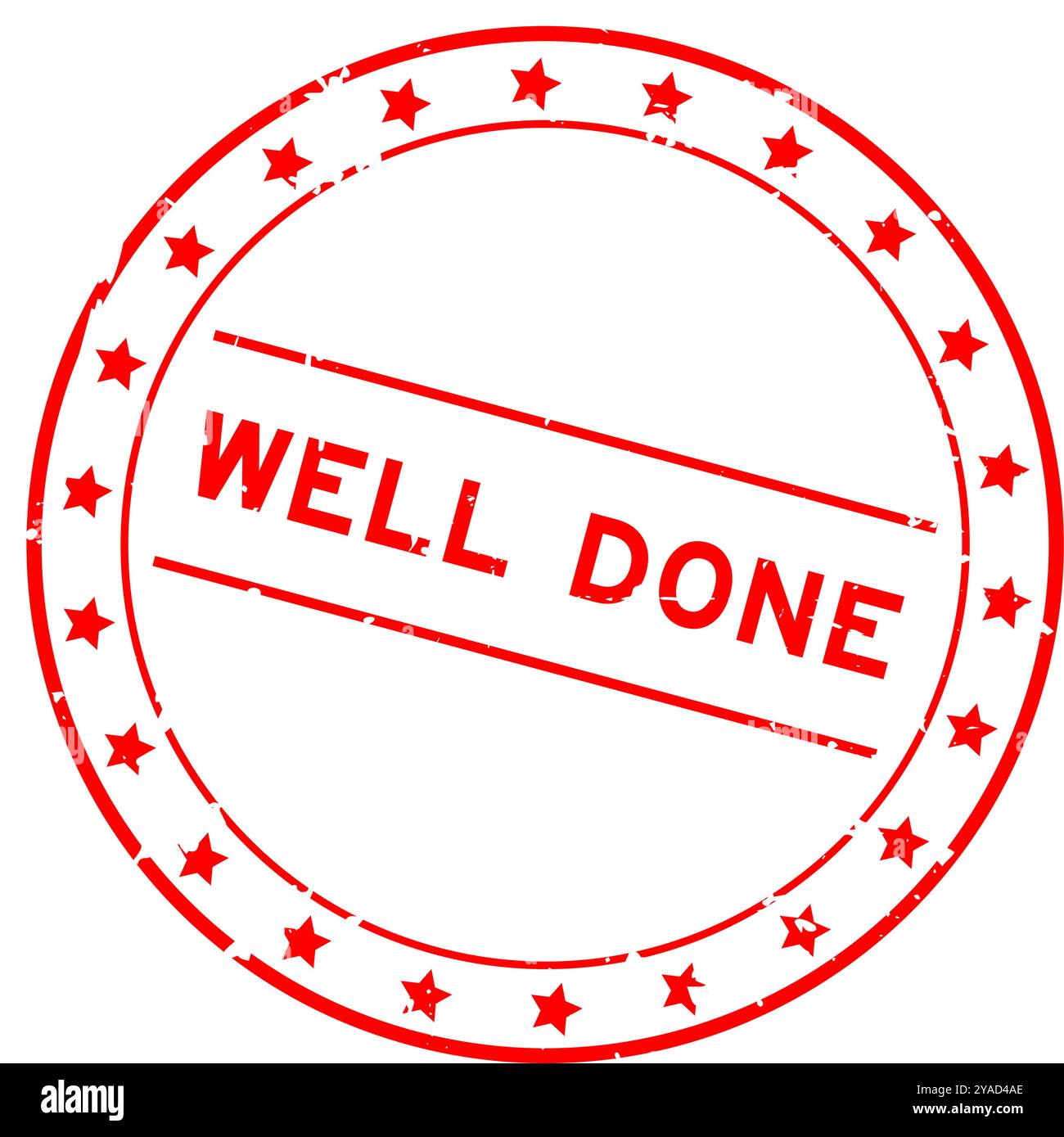 Grunge red well done word round rubber seal stamp on white background ...