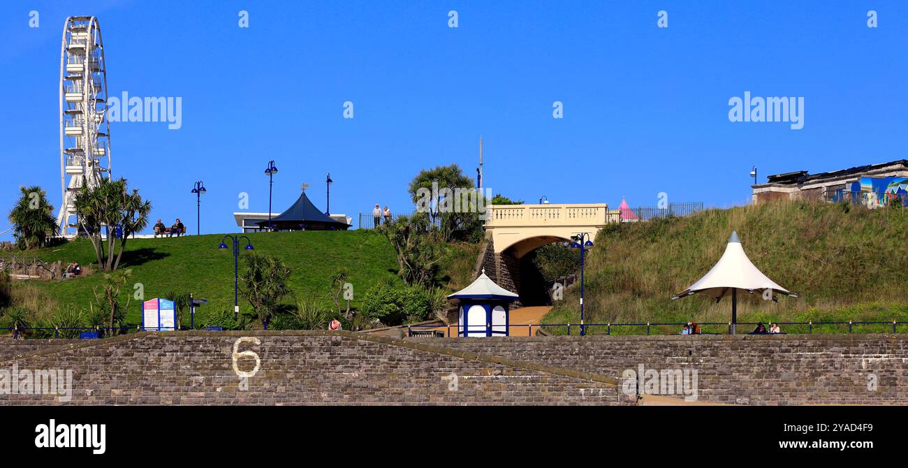 Bridge leading to the beach at Barry Island, South Wales, UK. Taken ...