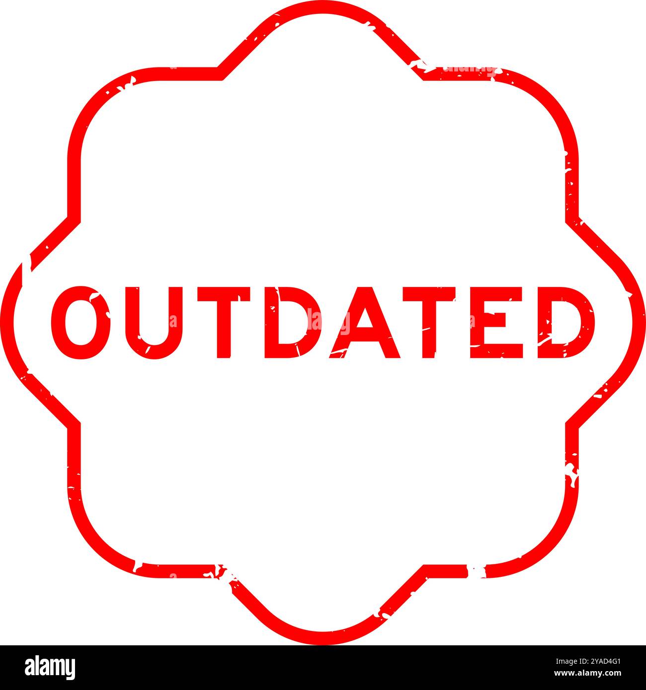 Grunge red outdated word rubber seal stamp on white background Stock ...