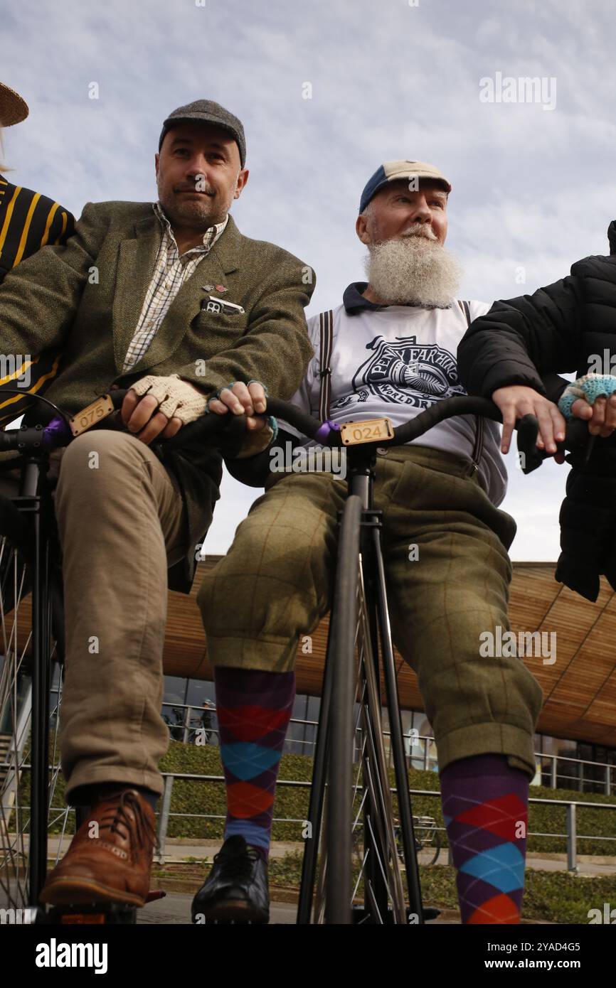 13 October 2024, London Olympic Park, London Penny Farthing Cyclists ...