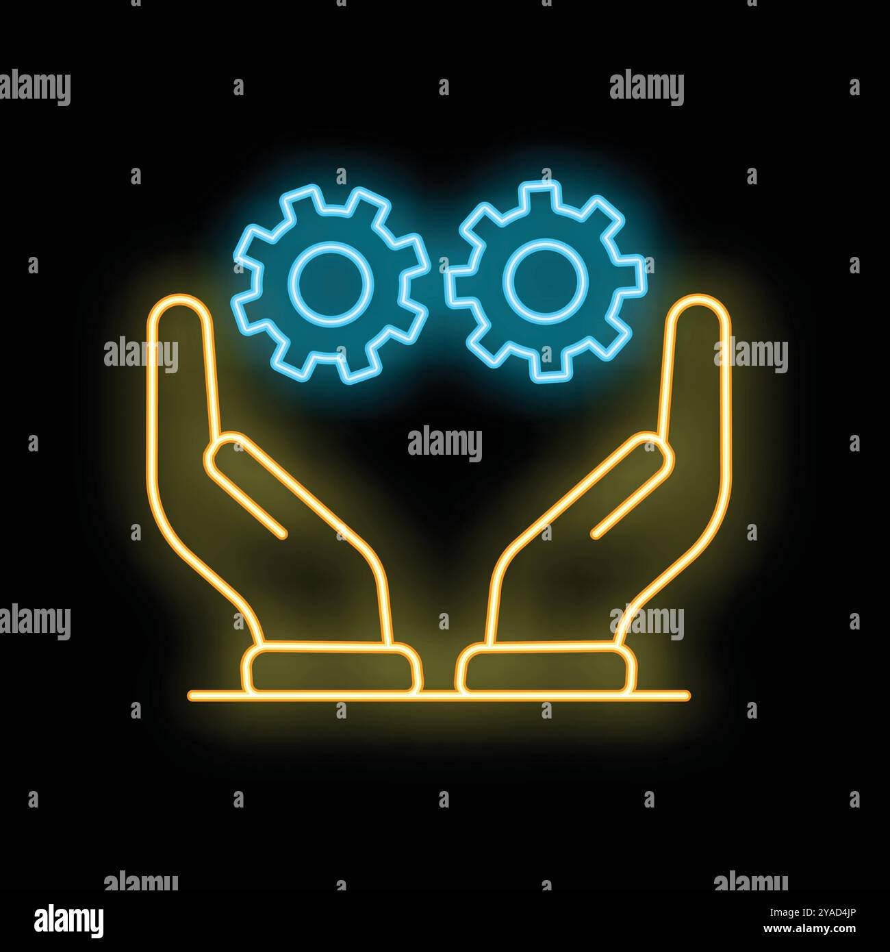 Neon icon representing the concept of settings, configuration, support ...