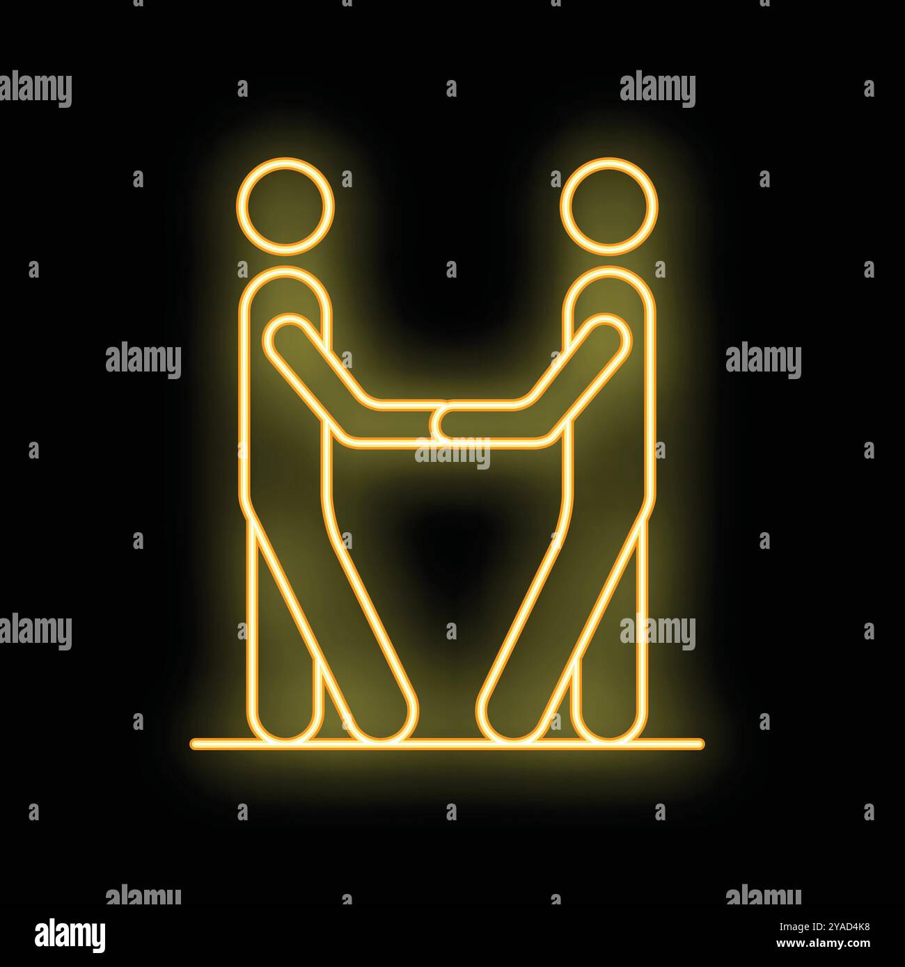 Neon sign showing two people holding hands and walking together Stock ...