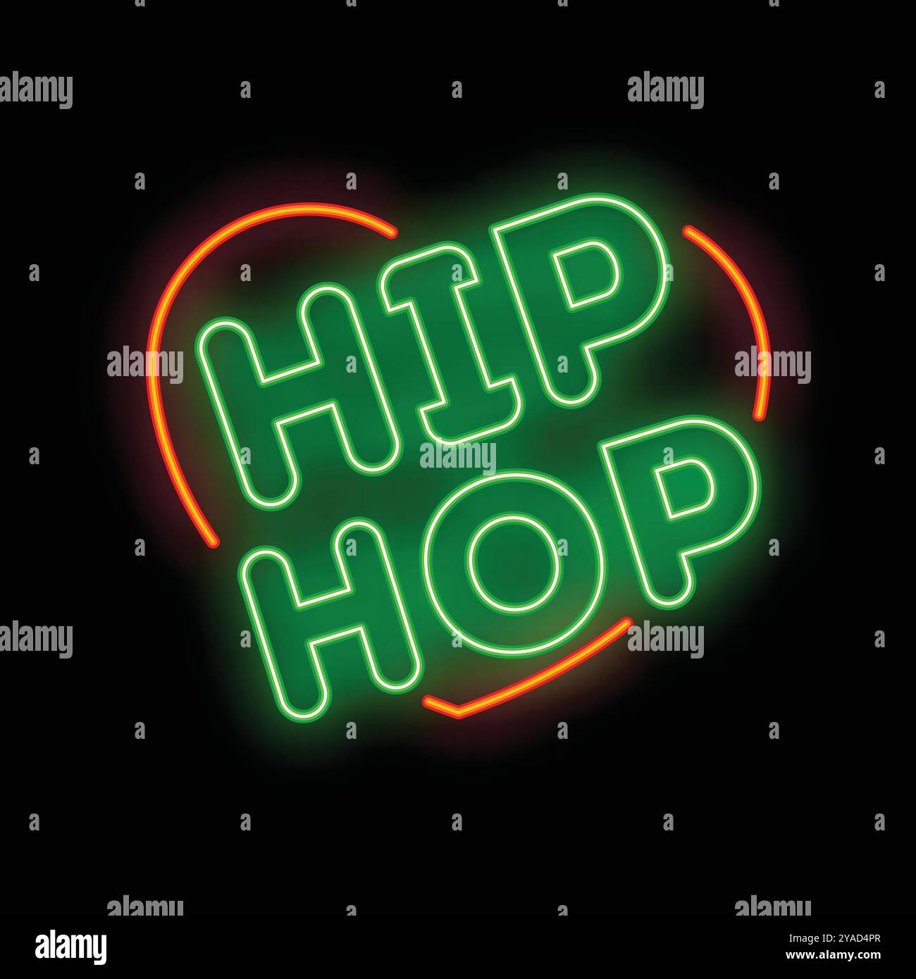 Neon sign glowing in the dark with the words hip hop written inside a ...