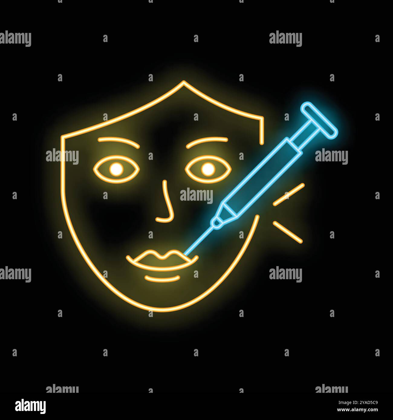 Neon sign illuminating a face getting a botox injection, great for ...