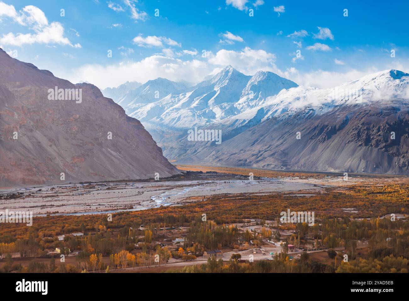 The Wakhan Corridor mountain landscape view from the Pamir highway near ...